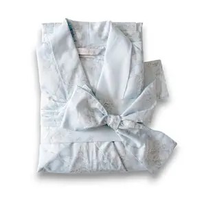DECOFLUX HOME Classic Sateen Bathrobe Eden Light - Blue