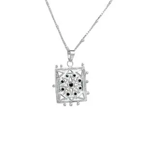 RIZE Silver / Black Udaipur Star Talisman Necklace Smoky Black Quartz - Silver/black