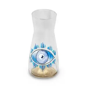 CASA DUNIYA Hand-painted Evil Eye Maryam Glass Water Carafe & Decanter - Blue