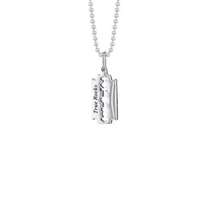 TRUE ROCKS Razor Blade Pendant Sterling On Bead Chain - Silver