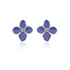 MILOU JEWELRY Very Peri Clover Flower Earrings - Yellow