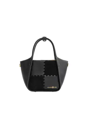 ORANGE CUBE Square Stitch Basket Bag - Black
