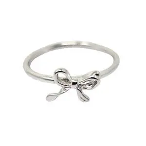 HARFI Bow Tie Bowknot Thin Sterling Stacking Ring - Silver