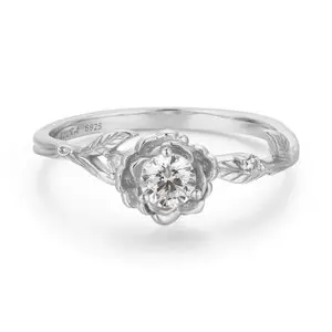 AZURA JEWELRY NEW YORK Forever Rose White Topaz Ring White Gold Vermeil - Silver
