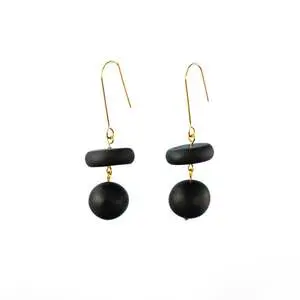 BY CHAVELLI Bead Dangle Earrings - Black