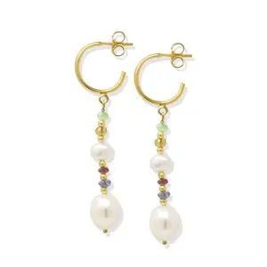 VINTOUCH ITALY Stromboli Hoop Earrings - Gray/yellow
