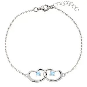 BELINDA JEWELZ Silver / Blue Aquamarine Interlocked Hearts Bracelet Silver/blue