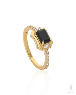 THE JEWELZ Black / Silver / Neutrals Be Famous Black Onyx Signet Ring - Black/silver