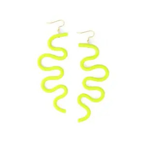 BY CHAVELLI Small Tube Squiggles Dangly Earrings In Neon - Yellow
