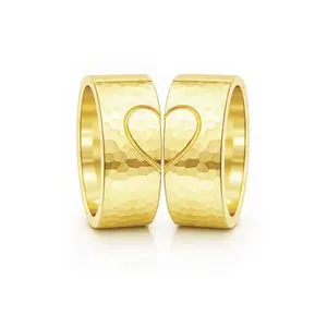 UNALOE Couple Heart Hammered Rings In Plated Sterling Silver – Matching Promise Rings For Him & Her - Gold