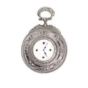 CARAMEL VINTAGE JEWELLERY Plated Pocket Watch Motif Brooch - Silver