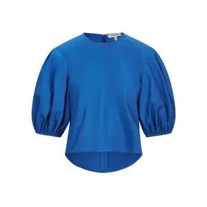 FEMPONIQ Puff Sleeve Cotton Top - Blue