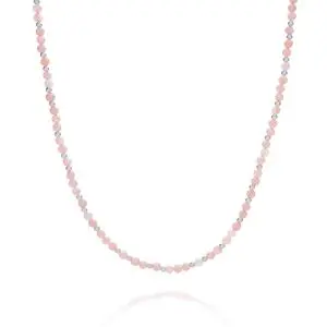 NELLOU JEWELLERY Silver / Pink Jewel Bead October Birthstone Necklace Sterling Silver Pink Opal - Silver/pink