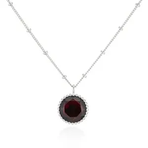 AUREE JEWELLERY Barcelona Silver January Birthstone Necklace Garnet - Gray