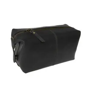 VIDA VIDA Classic Leather Wash Bag - Black