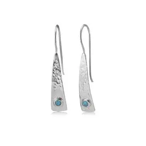 ISLA SILVER Blue / Silver Handmade Sterling Silver Blue Opal Textured Earrings - Blue/silver
