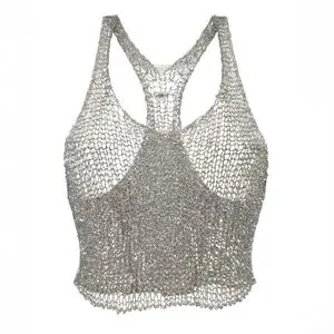 NATALIA FEDNER Metal Crop Top - Silver