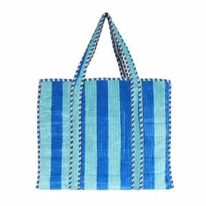 CYC Striped Velvet Tote - Blue