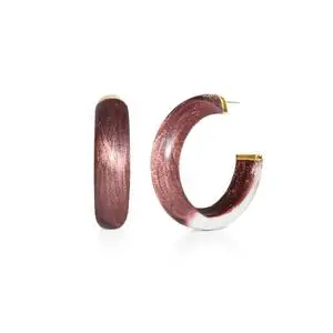 GOLD & HONEY Neutrals / Gold / Brown Small Cocoa Brown Illusion Hoop Earrings - Gold/brown