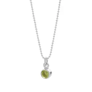 NELLOU JEWELLERY Gem Dot Peridot Sterling Silver Necklace - Green