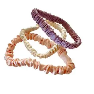 SOFT STROKES SILK Set Of Three Mulberry Silk Skinny Scrunchies - Pink