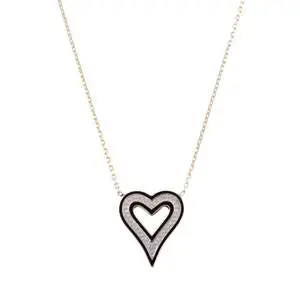 SHYMI Enamel Open Heart Necklace - Black