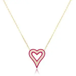 SHYMI Enamel Open Heart Necklace - Pink