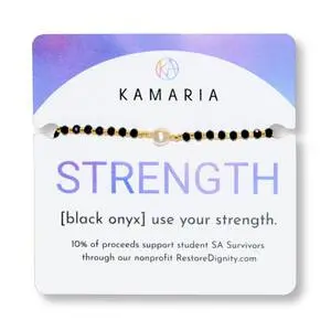 KAMARIA Lumira Mini Pearl & Gemstone Adjustable Bracelet With Miyuki Beads Onyx - Black