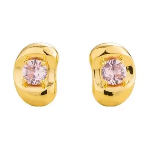 JUVETTI  Gold / Pink Fava Earrings In Pink Sapphire Set In Gold - Gold/pink