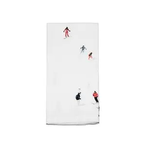 DEDE JOHNSTON Skiers Printed Linen Napkin - White