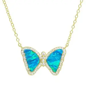 KAMARIA Mini Opal Butterfly Necklace Green - Blue