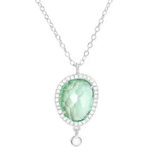 KAMARIA Silver / Green Johari Lab Created Gemstone Necklace With Crystals Paraiba Silver - Silver/green
