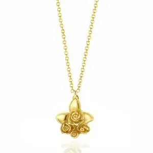 UNALOE 18k Vermeil Sculptural Rose And Leaf Pendant Necklace - Gold