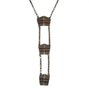 ZULA JEWELRY + DESIGN Grey / Silver Shield Courage Lariat Necklace - Grey/silver