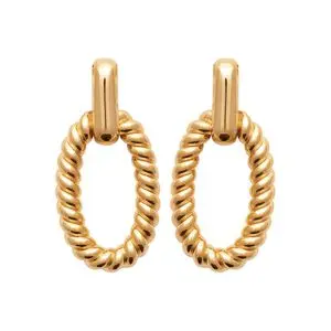 HARFI Vermeil Textured Elegant Paperclip Earrings - Gold