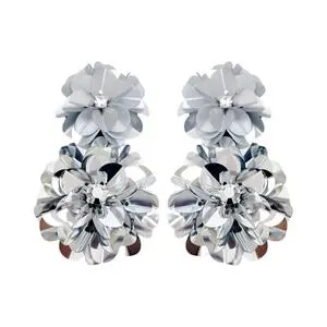 PINAR OZEVLAT Metallic Blossom Drops - Silver