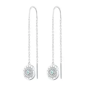 SCREAM PRETTY Silver / Blue Silver Evil Eye Threader Earrings