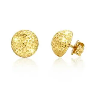 UNALOE Vermeil Granulated Sphere Stud Earrings – Luxury Contemporary Designer Studs - Gold