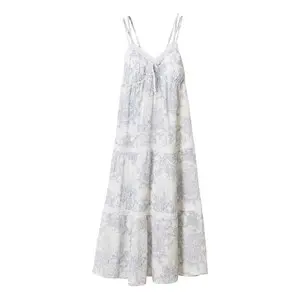 LUNALUZ French Toile Bamboo Rayon Nightdress With Built-in Bra Cups - Blue