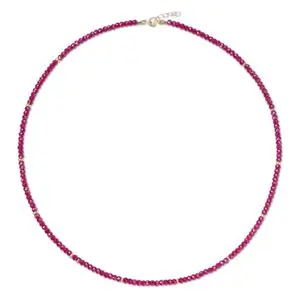 BOMBYX HOUSE Birthstone July Ruby Gold Station Necklace - Red