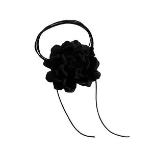 CHANEL JOAN ELKAYAM Large Satin Charmeuse Rose Choker - Black
