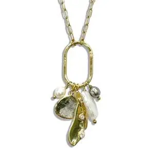 RARE MATTERS JEWELRY Radiance Charm Natural Biwa Pearl Smoky Quartz Necklace - Gray/white/yellow