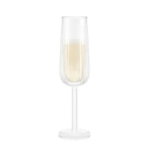 BODUM Neutrals Two Double Wall Champagne Flute Glass - White