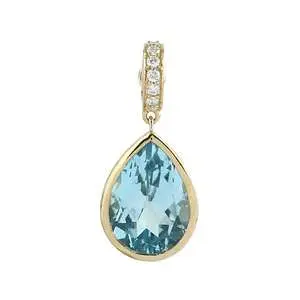ARTISAN Blue / White / Gold 18k Yellow Gold Blue Topaz & Diamond Pear Drop Pendant - Blue/white/gold