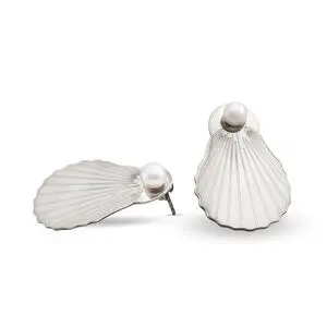 SILVER MOON Pearl Sterling Earrings – Ocean Shell - Silver