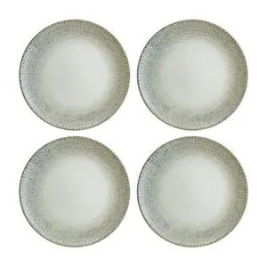 Turgla Home Blue / White Sway Round Decorated Porcelain Dinner, Entree Plate, Set Of Four - Blue/white