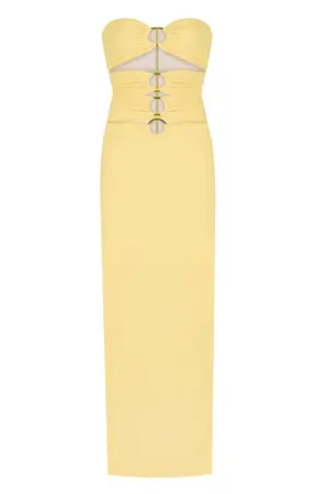 NO'DESIGN Crown Strapless Fish Shape Dress - Yellow