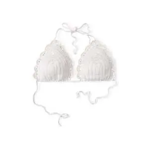 SPRINGMOONATELIER Handmade Crochet Bikini Top - White
