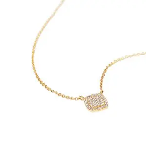 DIAMONBLISS Square Shape Pave Dainty Necklace, Yellow - Gold