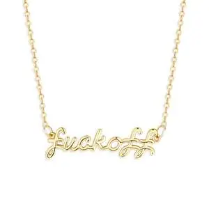 REJECTED HEARTS CLUB Fuck Off Filled 16 Inch Necklace With Magnetic Clasp - Gold